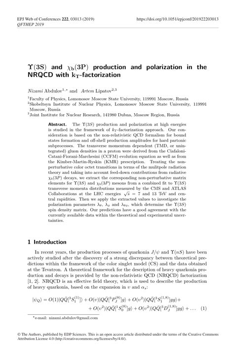 Pdf ϒ3s And χ B 3p Production And Polarization In The Nrqcd With
