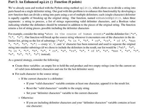 Solved Part I An Enhanced Split Function 8 Points