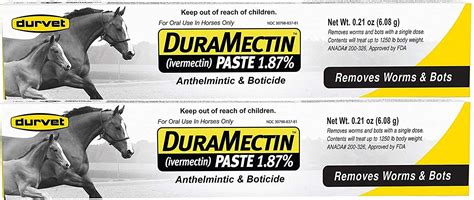 Duramectin Ivermectin Paste 187 Horse Wormer 2 Tubes
