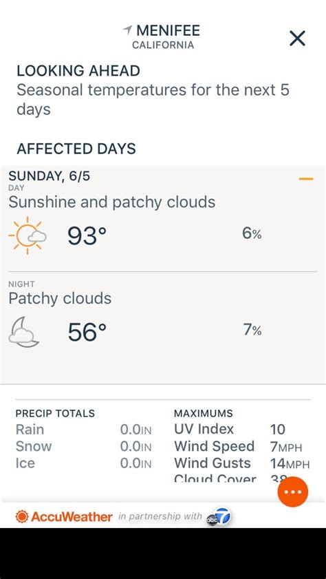10 Day Weather Forecast On Iphone Screen