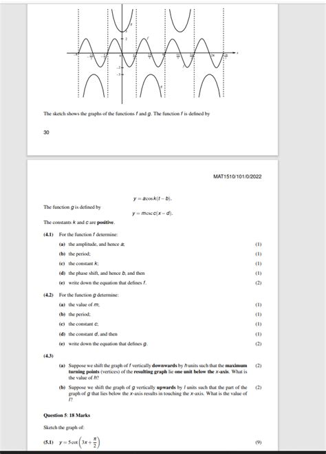 Solved The Sketch Shows The Graphs Of The Functions F And G Chegg