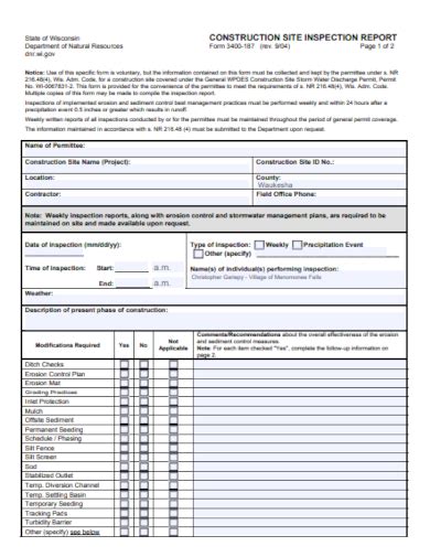 25 Sample Construction Inspection Report In Ms Word 25 Sample Construction Inspection Report In Ms Word