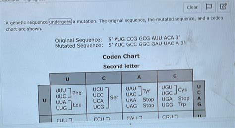 Solved Clear A Genetic Sequence Undergoes A Mutation The Original