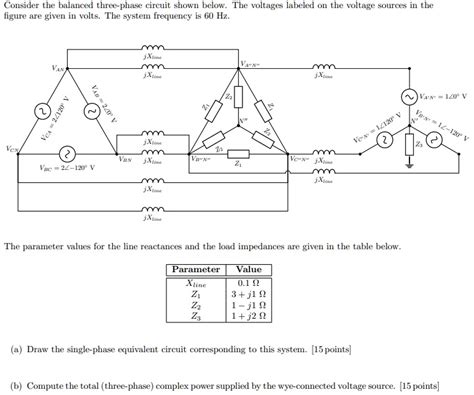 Solved Consider The Balanced Three Phase Circuit Shown Below The Voltages Labeled On The