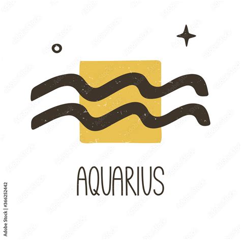 Cute Aquarius Zodiac Sign Two Color Caption Astrology Sign On A