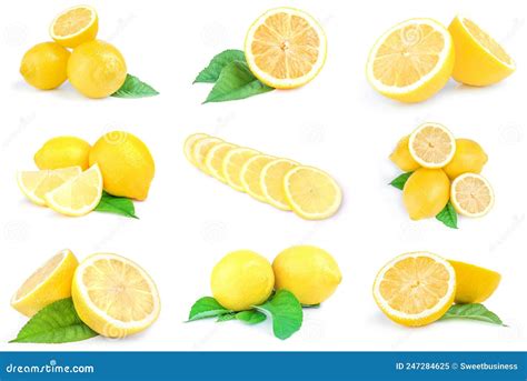 Collection Of Limons Isolated On A White Background With Clipping Path Royalty Free Stock Image