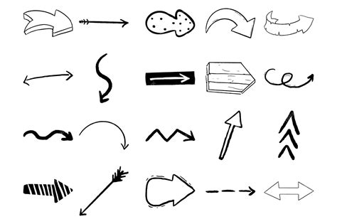 Premium Vector Set Arrow Pointer Ink Lines Textured Shapes Hand Drawn