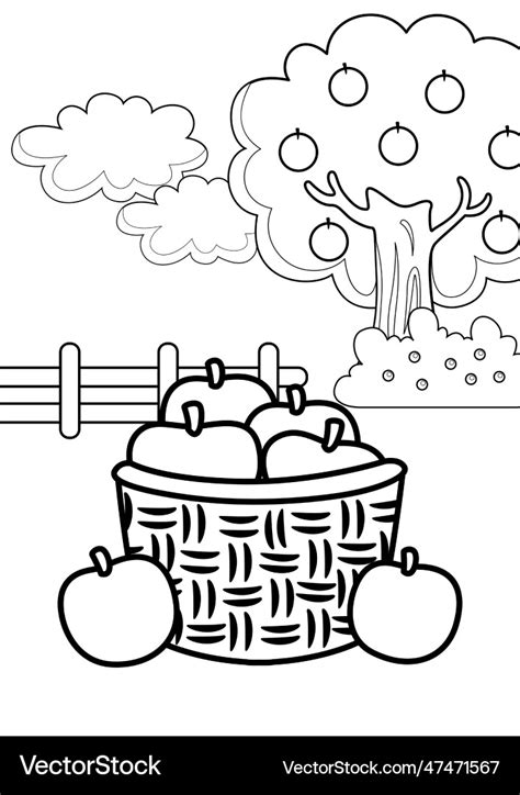 Apple Basket Coloring Page