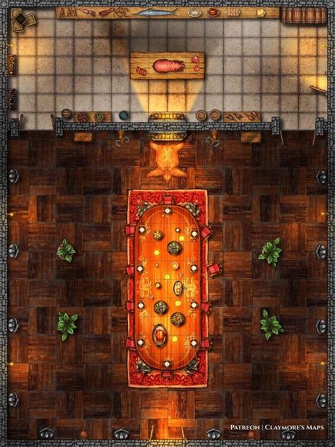 Banquet Hall Battlemap Oc 18x24 Dnd Grand Hall Battle Map
