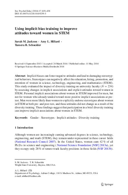 pdf using implicit bias training to improve attitudes toward women in