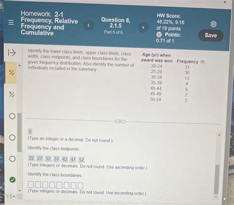 Solved Identify The Lower Class Limits Upper Class Limits