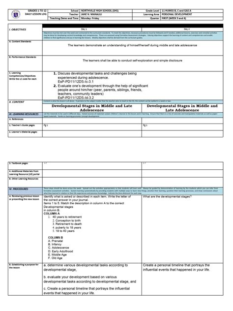 Dll Personal Development Week 3 Pdf Learning Adolescence
