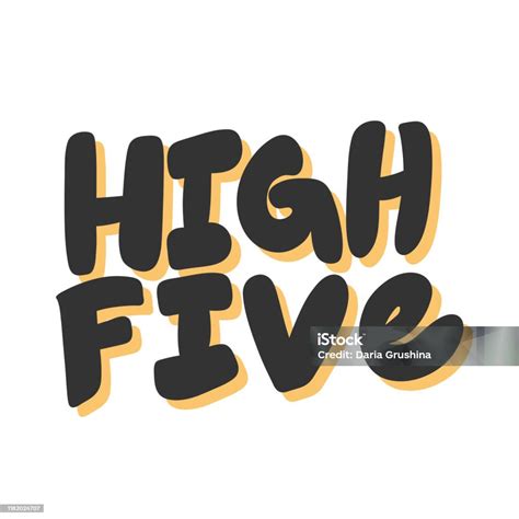 하이 파이브 만화 글자 벡터 손으로 그린 일러스트 스티커입니다 스티커 비디오 블로그 표지 소셜 미디어 메시지 선물 카트 티셔츠 인쇄 디자인으로 좋습니다 5명에 대한 스톡