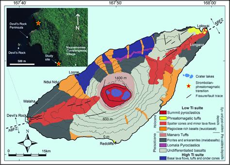 Schematic Geological Map Of Ambae Showing The Location Of The Devils Download Scientific