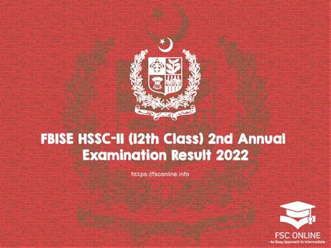 Fbise Hssc Ii 12th Class 2nd Annual Examination Result 2022