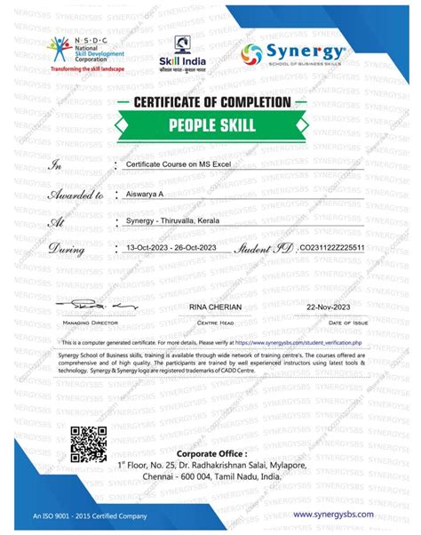 Aiswarya A On Linkedin Certificate On Ms Excel