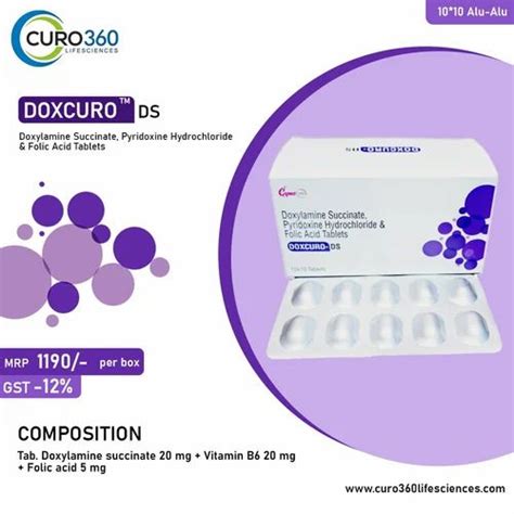Tab Doxylamine Succinate 20 Mg Vitamin B6 20mg Folic Acid 5mg At Rs 1150 Box Doxylamine