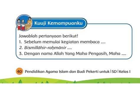 KUNCI Jawaban PAI Kelas SD Kurikulum Merdeka Bab Aku Suka Membaca Basmalah Dan Hamdalah Hal