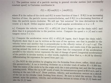 Solved The Position Vector Of A Particle Moving In General Chegg