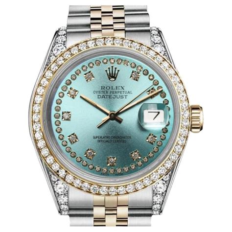 Rolex Datejust Two Tone Diamond Bezel And Lugs Black Color String