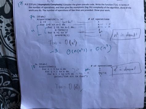 solved p 2 [ 20 pts asymptotic complexity consider the