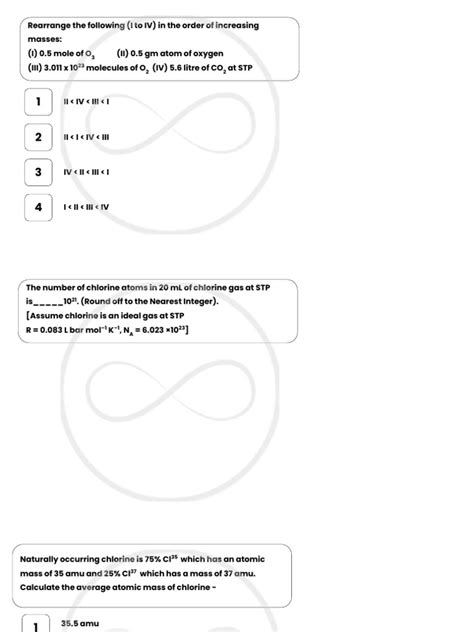 Mole Concept Practice Sheet Pdf Mole Unit Chemistry