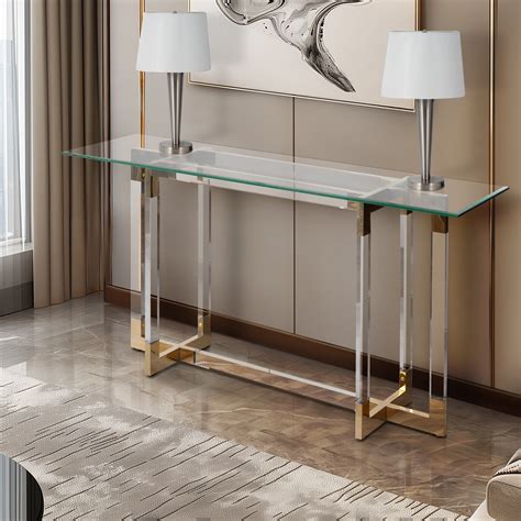 Everly Quinn Arteaga 60 Acrylic Console Table Chic Metal And Glass
