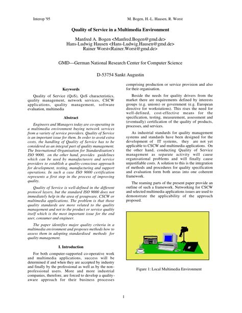 Pdf Quality Of Service In A Multimedia Environment