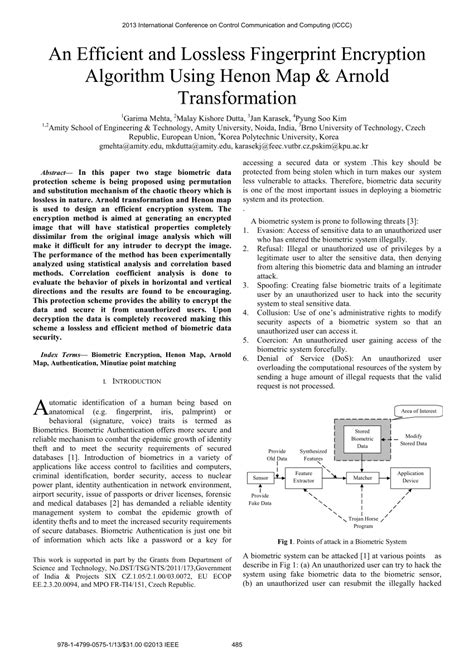Pdf An Efficient And Lossless Fingerprint Encryption Algorithm Using
