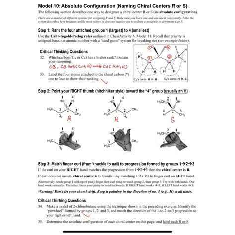 Model 10 Absolute Configuration Naming Chiral