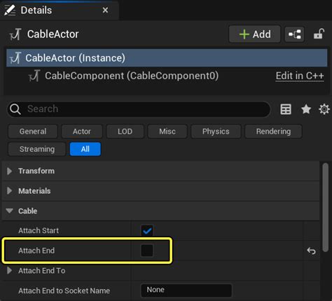 cable components in unreal engine