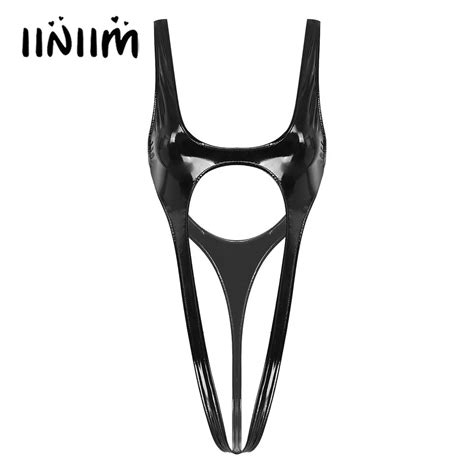 Uaang Womens Erotic Sexy Teddies Lingerie Wet Look Patent Leather