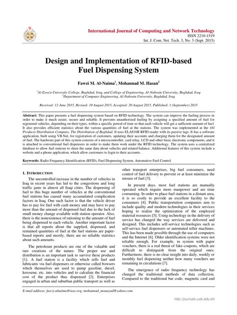 Pdf Design And Implementation Of Rfid Based Fuel Dispensing System