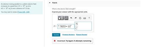 Solved Part A An Electron Moving Parallel To A Uniform