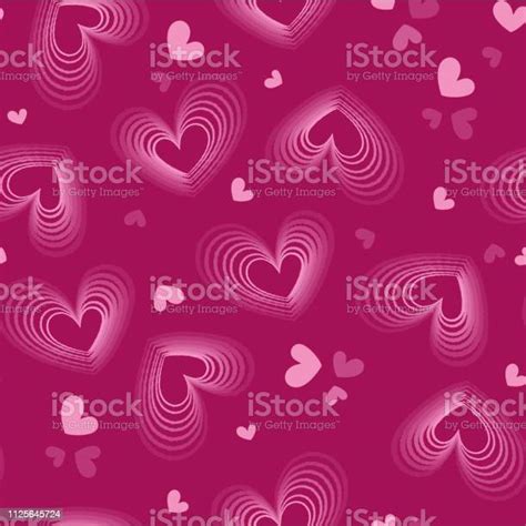마음 완벽 한 패턴입니다 보라색 배경에 간단한 분홍색 하트 모양입니다 평면 벡터 텍스처입니다 0명에 대한 스톡 벡터 아트 및
