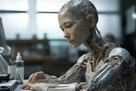 Premium Photo Development Of Artificial Intelligence Female Humanoid