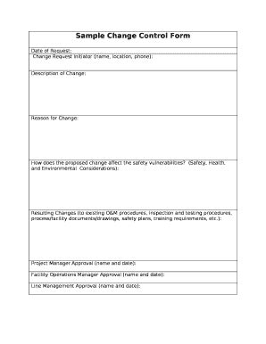 Sample Change Control Doc Template PdfFiller