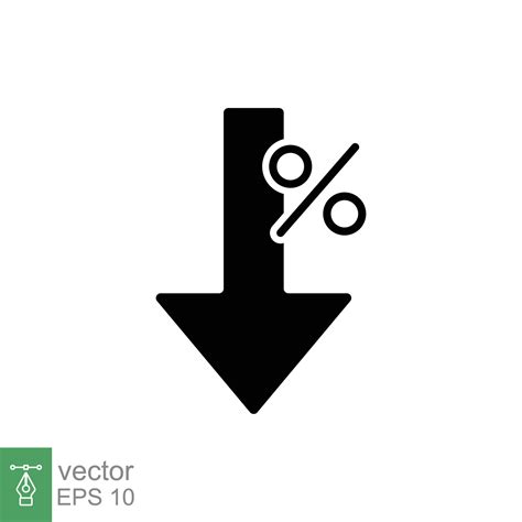 Interest Rate Reduction Icon Simple Flat Style Percent Down Reduce