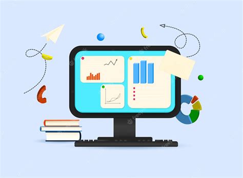 Premium Vector Monitor With Graphs And Diagrams Business Analytics