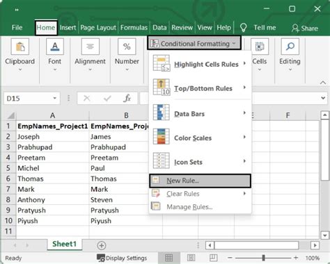 Conditional formatting rows or cells if two columns equal in Excel