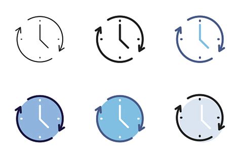 시계 방향 회전 화살표 아이콘이 있는 시계입니다 시간 진행 카운트다운 마감 타이머를 위한 벡터 그래픽 요소 타임 아웃에 대한 스톡 벡터 아트 및 기타 이미지 Istock