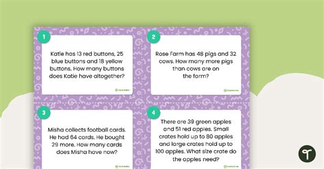 Addition And Subtraction Problem Solving Task Cards Teach Starter