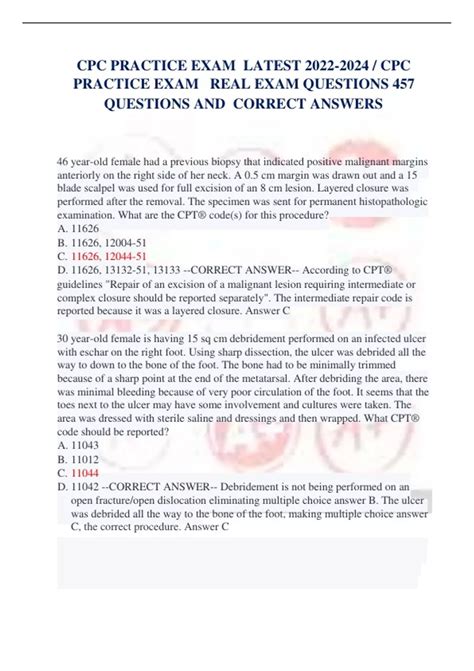 CPC PRACTICE EXAM LATEST CPC PRACTICE EXAM REAL EXAM QUESTIONS QUESTIONS AND CORRECT