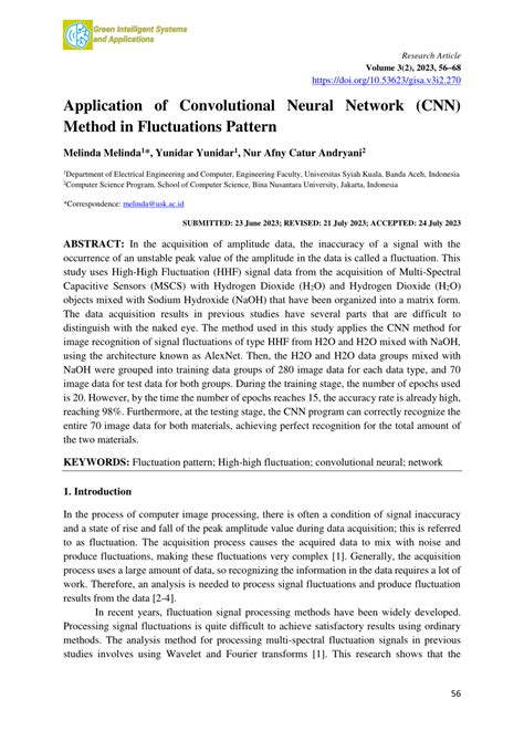 PDF Application Of Convolutional Neural Network CNN Method In Fluctuations Pattern