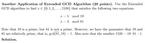 Solved Another Application Of Extended Gcd Algorithm 20