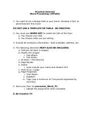 Word Practical Exercise 1 Pdf Practical Exercise Word Processing 19FallA 1 You Want To Do A