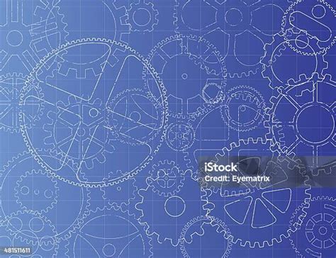 Gears 청사진 기어 기계 부분에 대한 스톡 벡터 아트 및 기타 이미지 기어 기계 부분 청사진 그리기 Istock