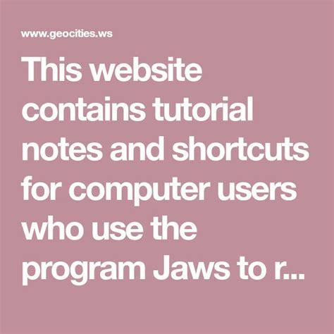 Jaws Screen Reader Keyboard Shortcuts At Stuart Witt Blog