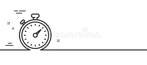Timer Line Icon Stopwatch Sign Minimal Line Pattern Banner Vector