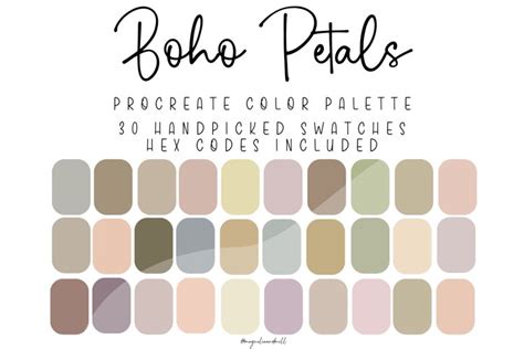 Boho Petals Procreate Color Palette With HEX Codes